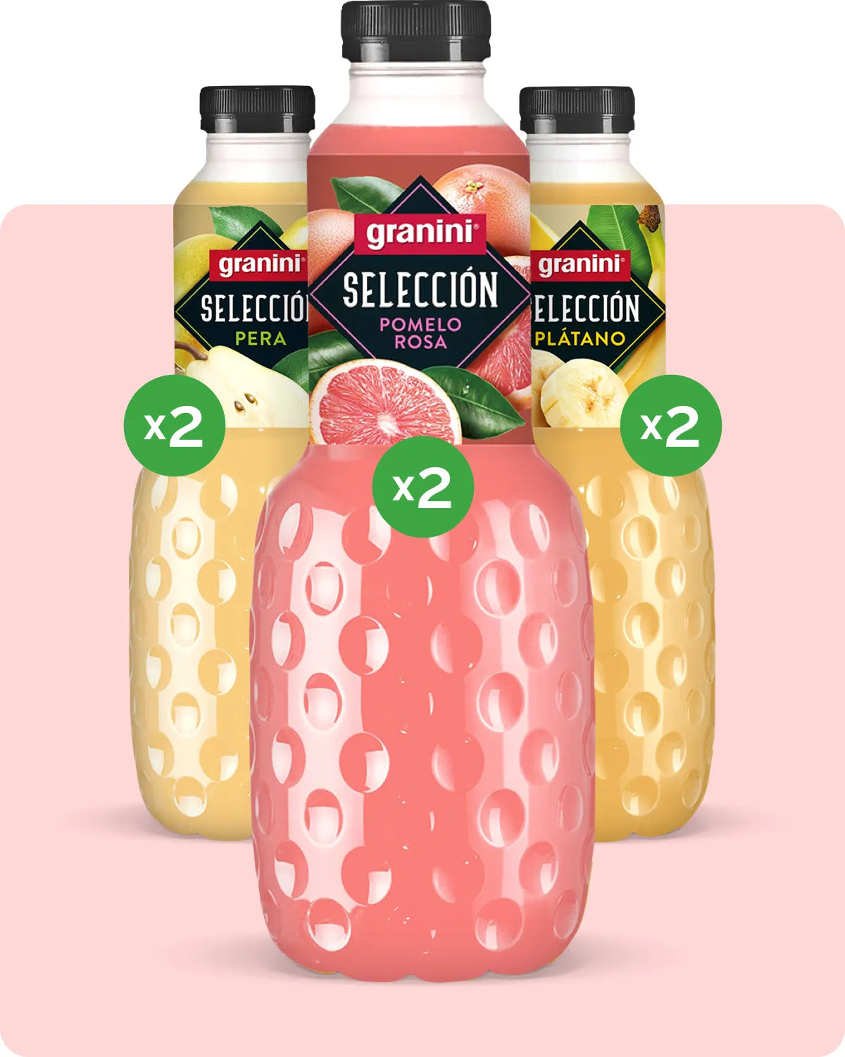 Pack 3 Sabores - Pomelo, Plátano y Pera - granini Selección - Pack de
